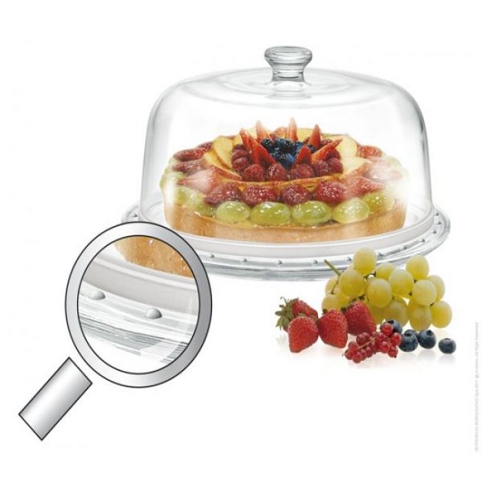 ΤΟΥΡΤΙΕΡΑ ΓΥΑΛΙΝΗ ΜΕ ΚΑΠΑΚΙ 31cm|15.5cm palladio - Exoplismos LX